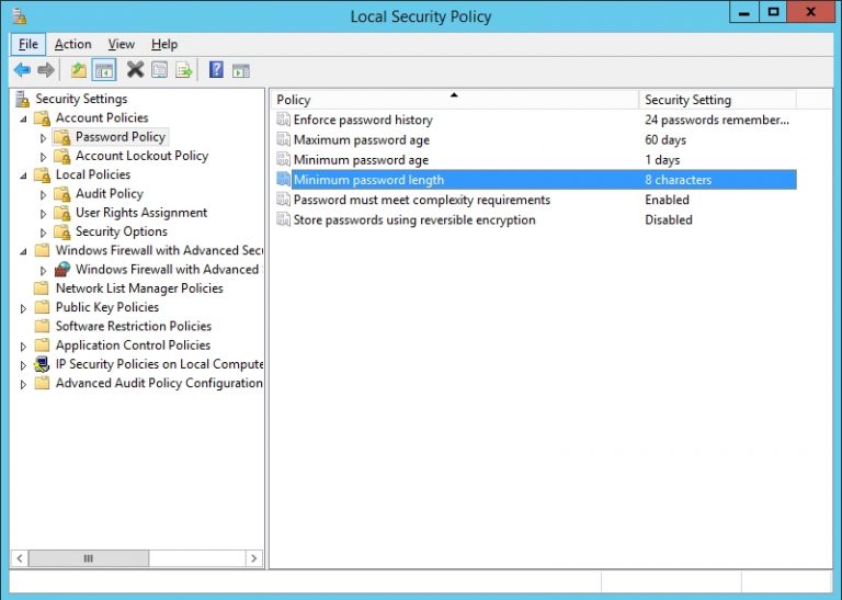 Change Password Complexity and Password Minimum Length settings in ...