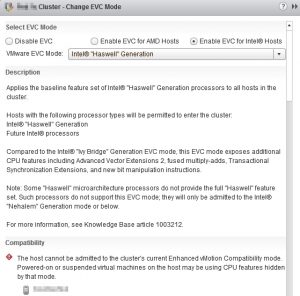 How to enable EVC (Enhanced vMotion Compatibility) on VMWare cluster v6 ...